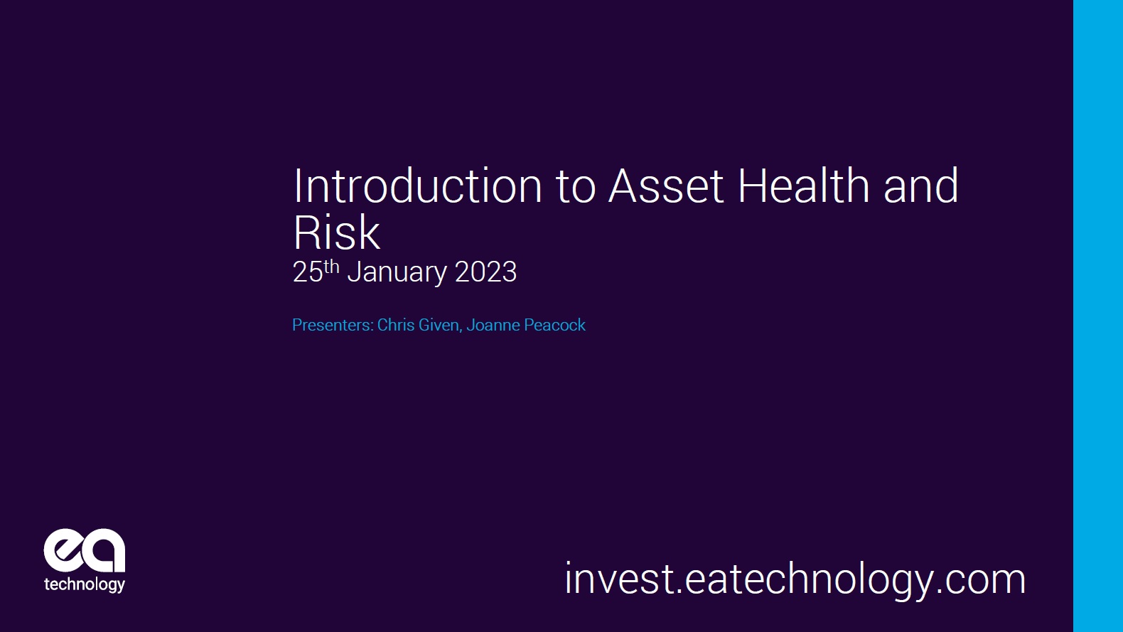 Introduction to Asset Health and Risk | EA Technology Americas
