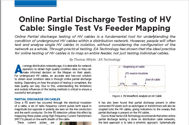 Online Partial Discharge Testing of HV Cable: Single Test Vs Feeder ...