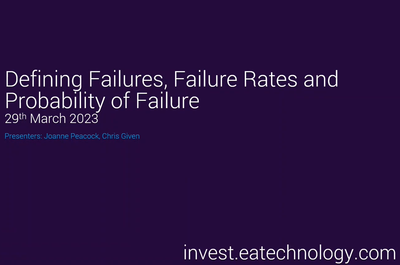 Defining Failures, Failure Rates and Probability of Failure | EA ...